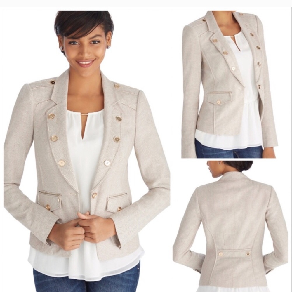 Herringbone Military Raw Edge Jacket - Gem